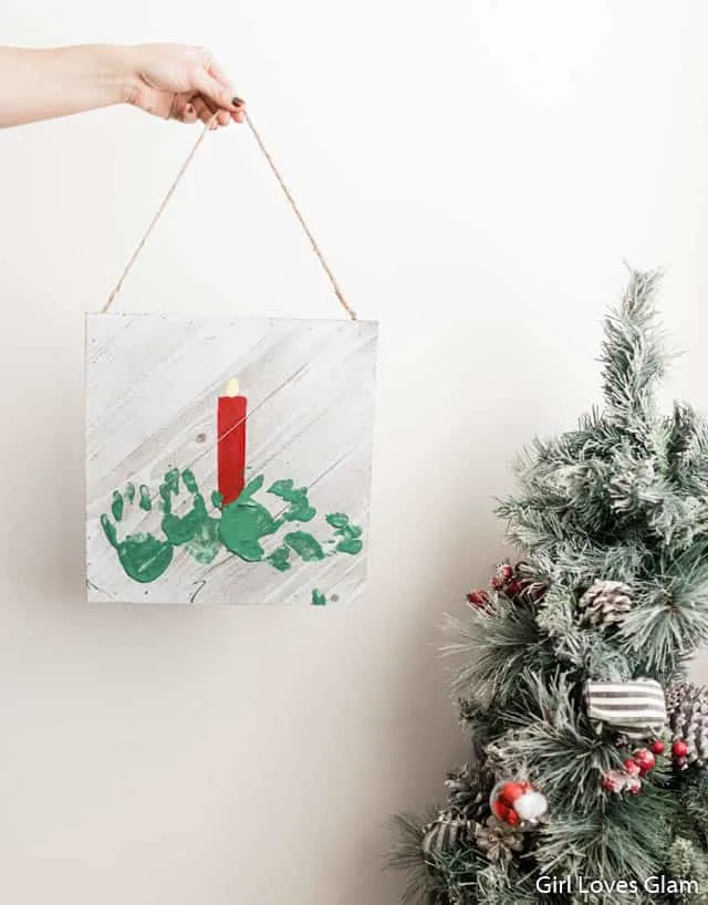 Christmas Kid Craft Handprint Candle - Girl Loves Glam
