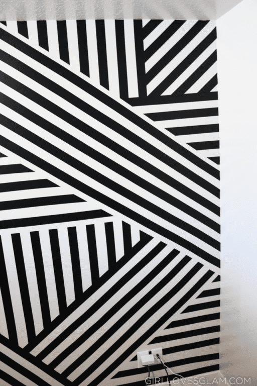 Striped Wall Made with Electrical Tape - Girl Loves Glam